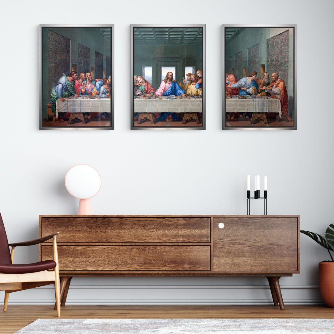 Leonardo Da Vinci the Last Supper Set of 3 Canvas Wall Art, Christian ...
