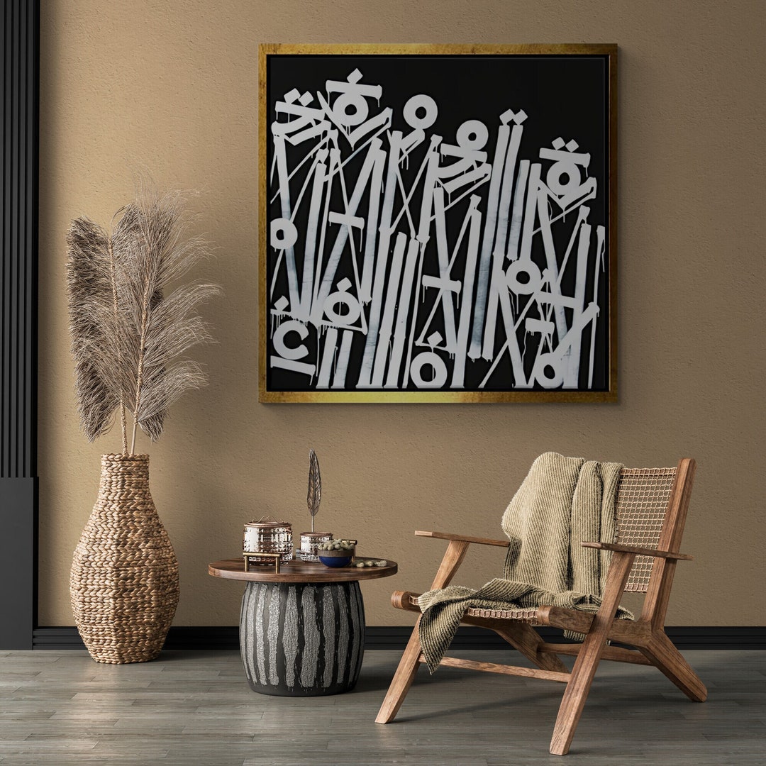 Retna Style Calligraphy Reproduction Wall Art, Abstract Retna Framed ...
