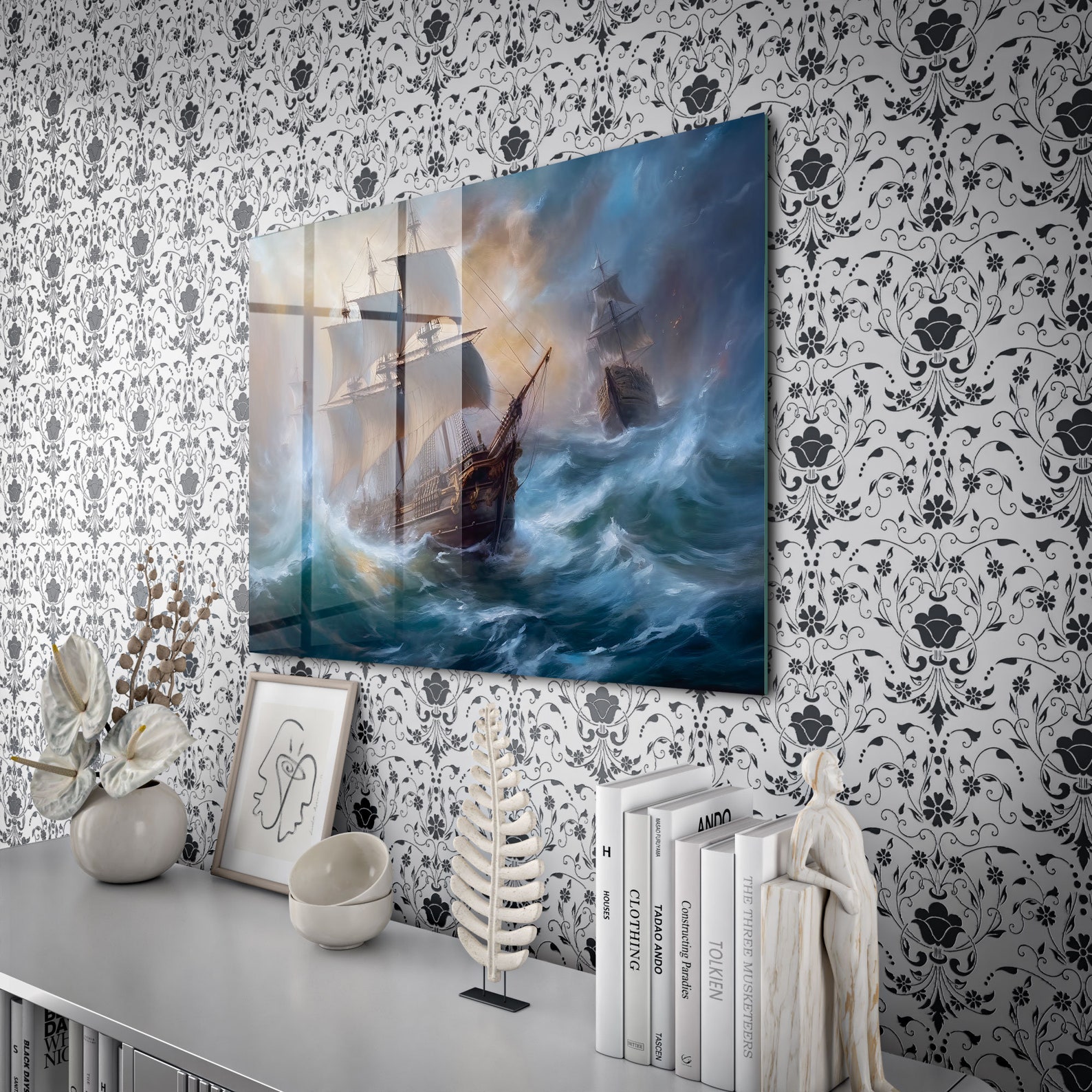 Glass Wall Art, Pirate Ship Wall Art, Tempered Glass Wall Art, Wall ...