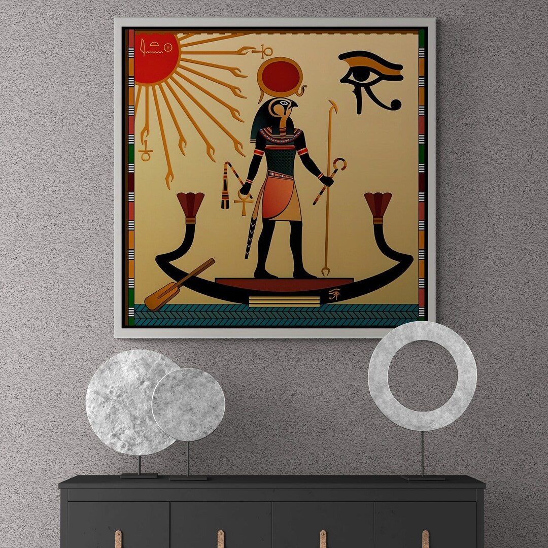 Sun God Ra Wall Art, Egyptian Mythology Framed Canvas, Egyptian God ...