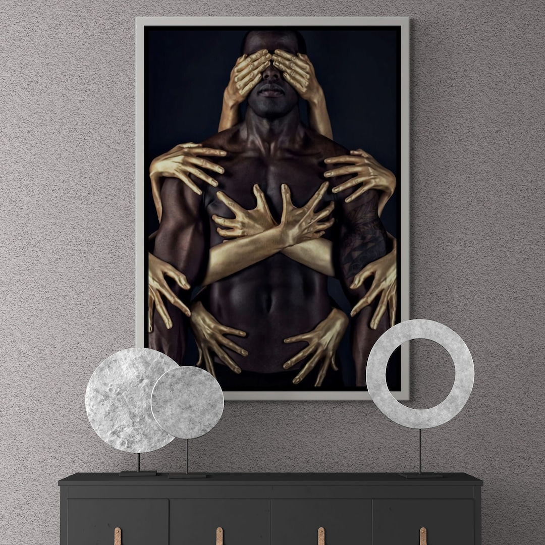 African Man Framed Canvas, Naked Man Wall Art, Muscular Man Canvas ...