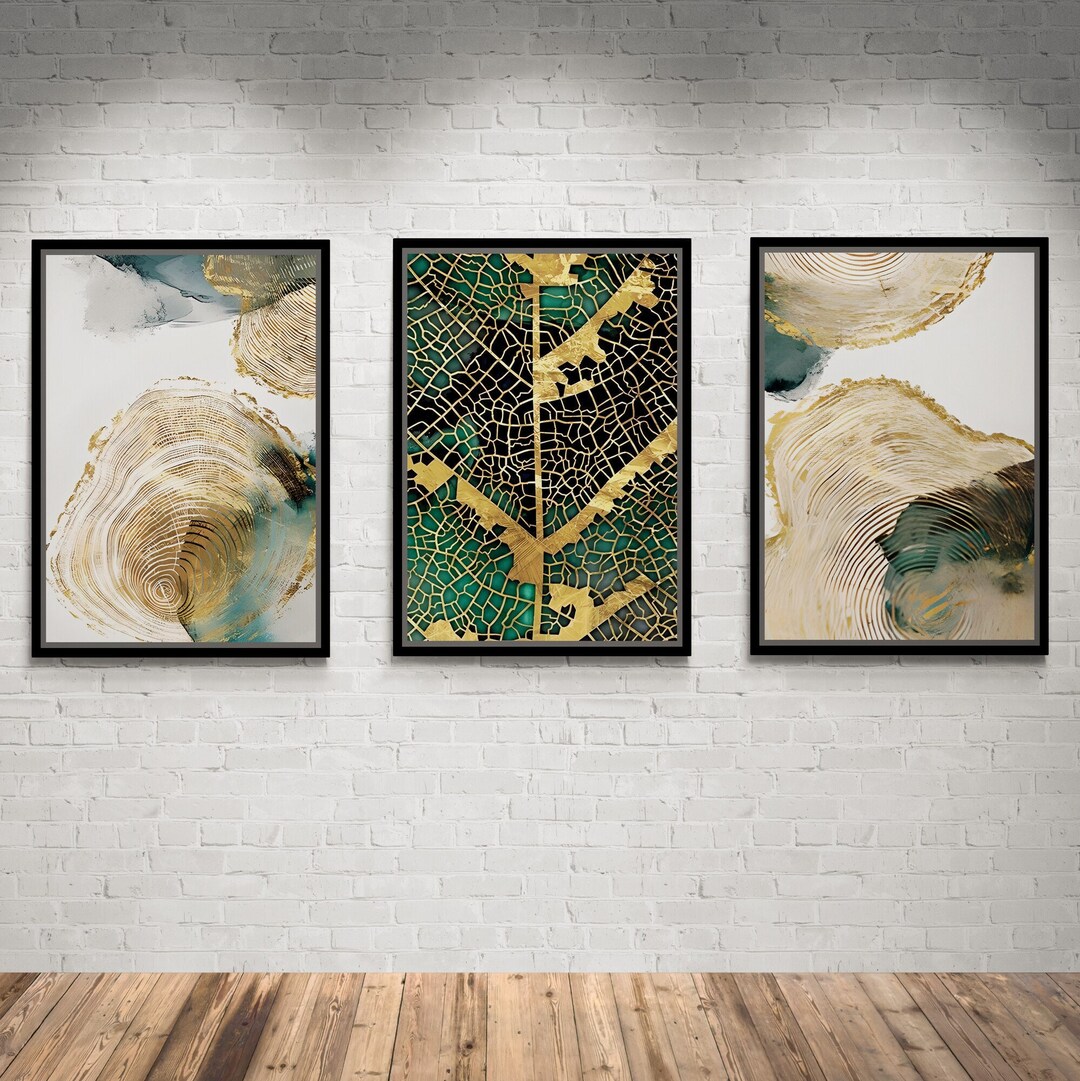 Gold Patterned Line Wall Art, Modern Lines Framed Canvas, Modern ...