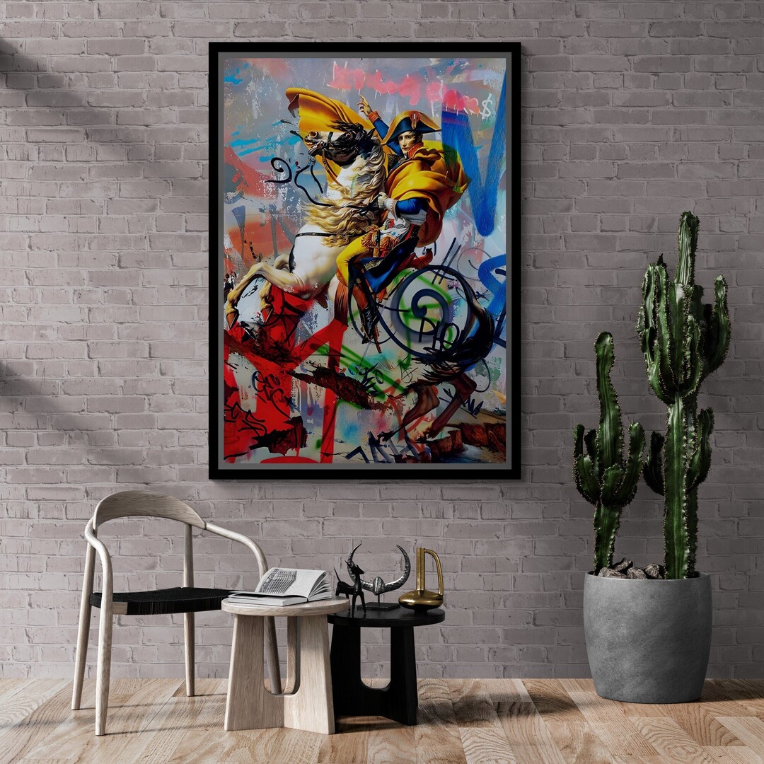 Banksy Napoleon Bonaparte Framed Canvas, Bonaparte Graffiti Canvas ...