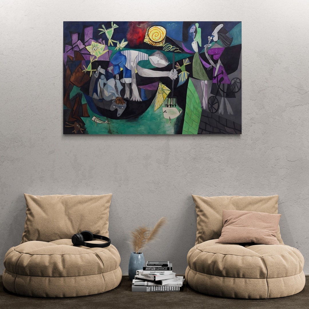 Pablo Picasso Framed Canvas, Night Fishing at Antibes Wall Art ...