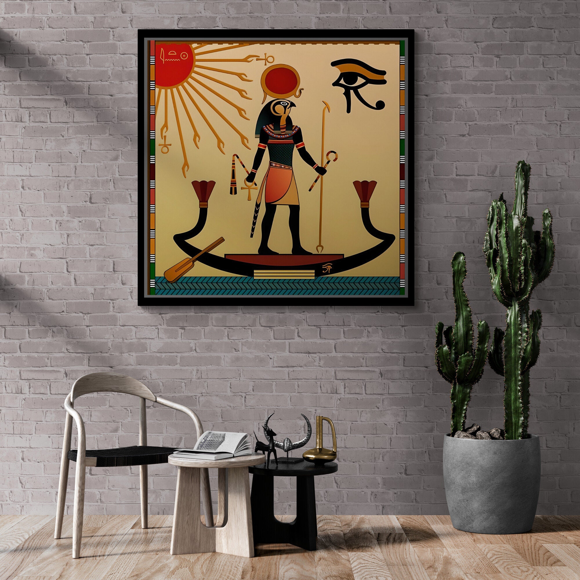 Sun God Ra Wall Art, Egyptian Mythology Framed Canvas, Egyptian God ...