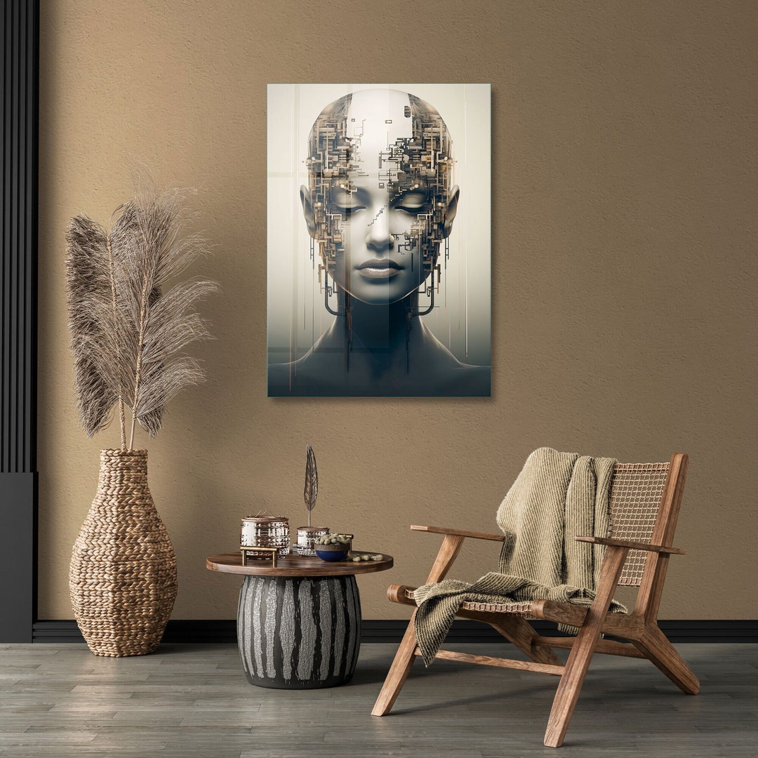 Tempered Glass Wall Art, Human Face Wall Art Glass Wall Art, Large Wall ...