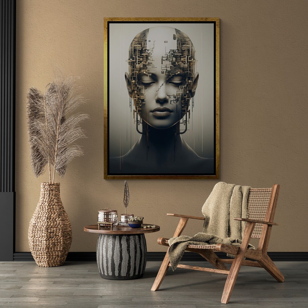Human Face Wall Art, Surreal Human Framed Canvas, Large Wall Art ...