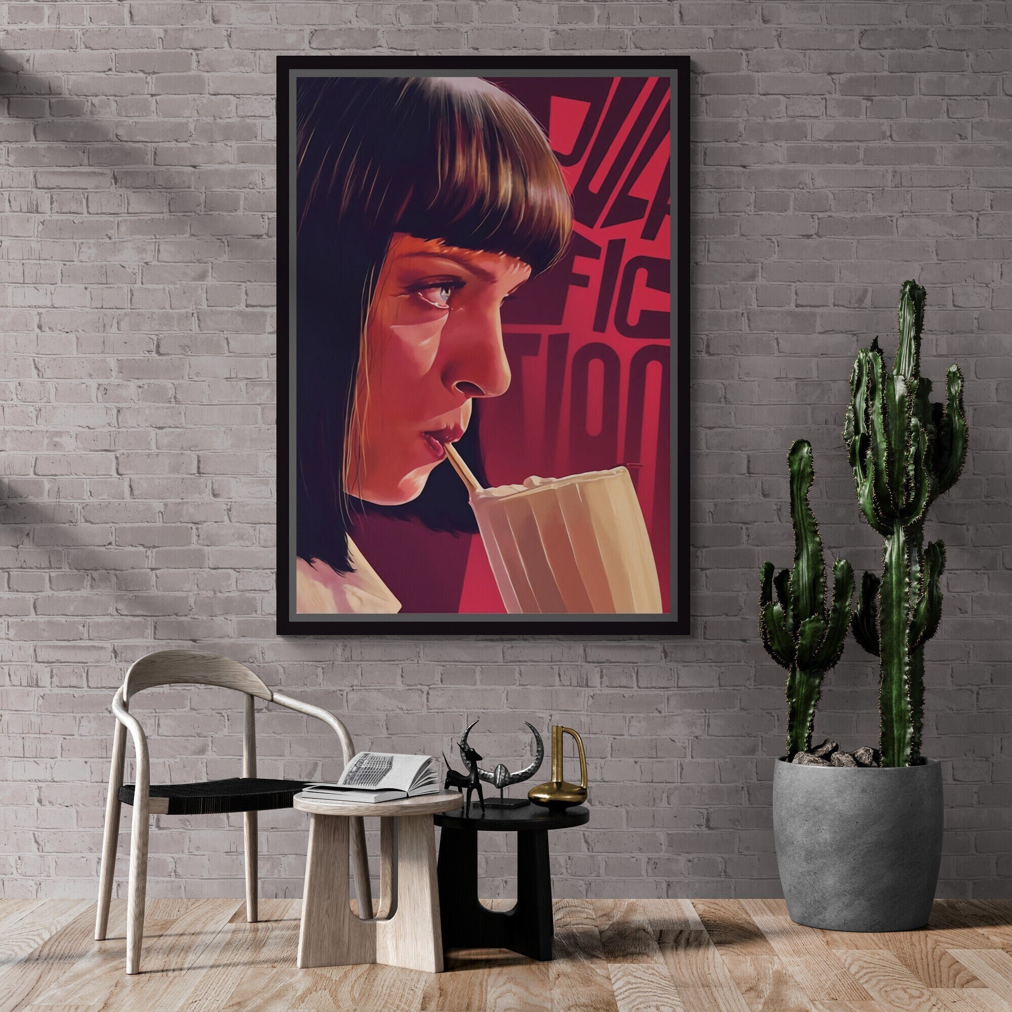 Pulp Fiction Movie Wall Art, Mia Wallace Framed Canvas, Pulp Fiction ...