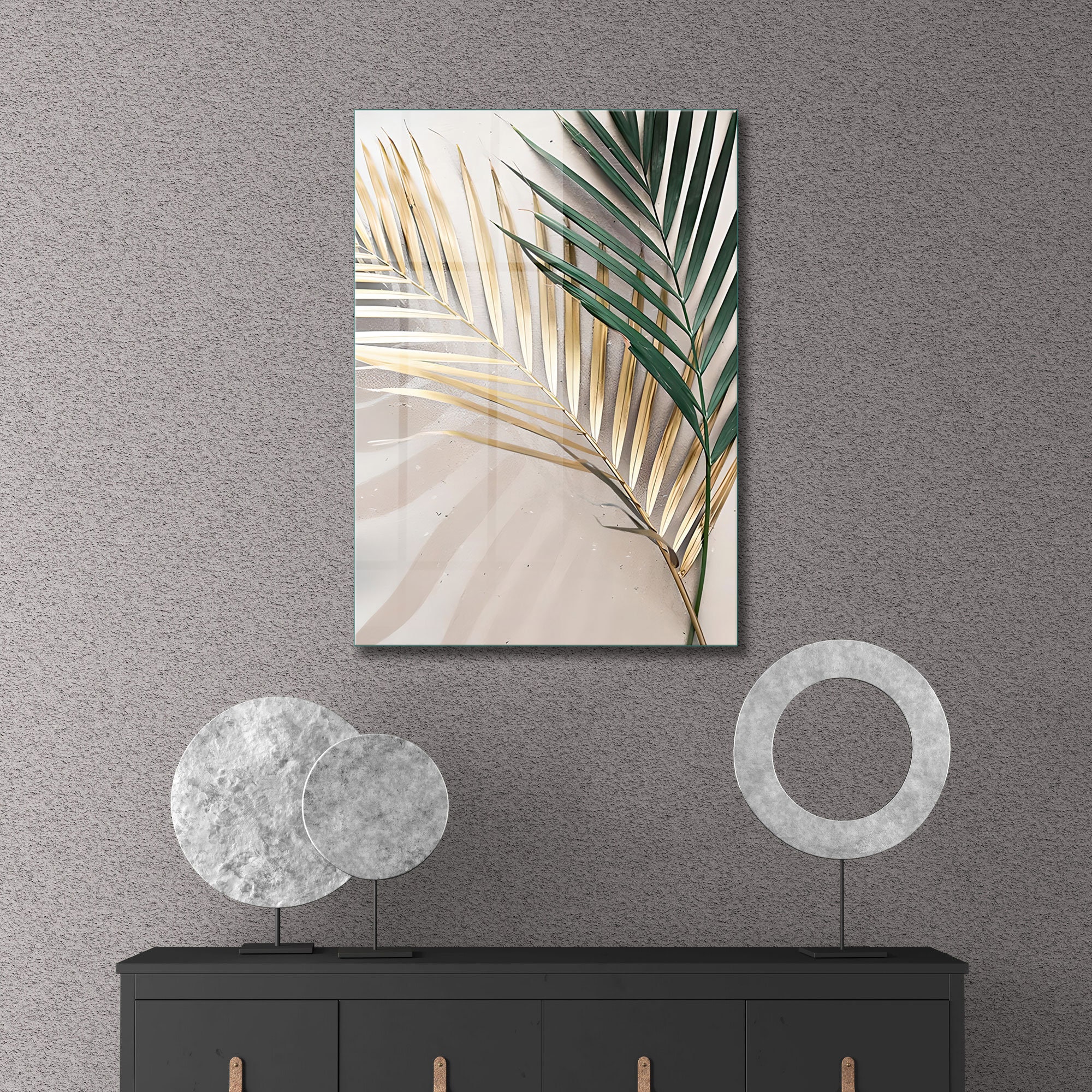 Glass Wall Art, Jungle Leaves Wall Art, Tempered Glass Wall Art, Wall Hangings, Palm Tree Leaves ...