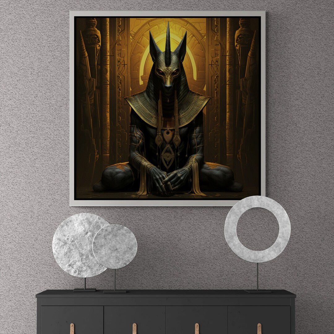 Egyptian God Anubis Framed Canvas, Anubis Wall Art, Egyptian Mythology ...