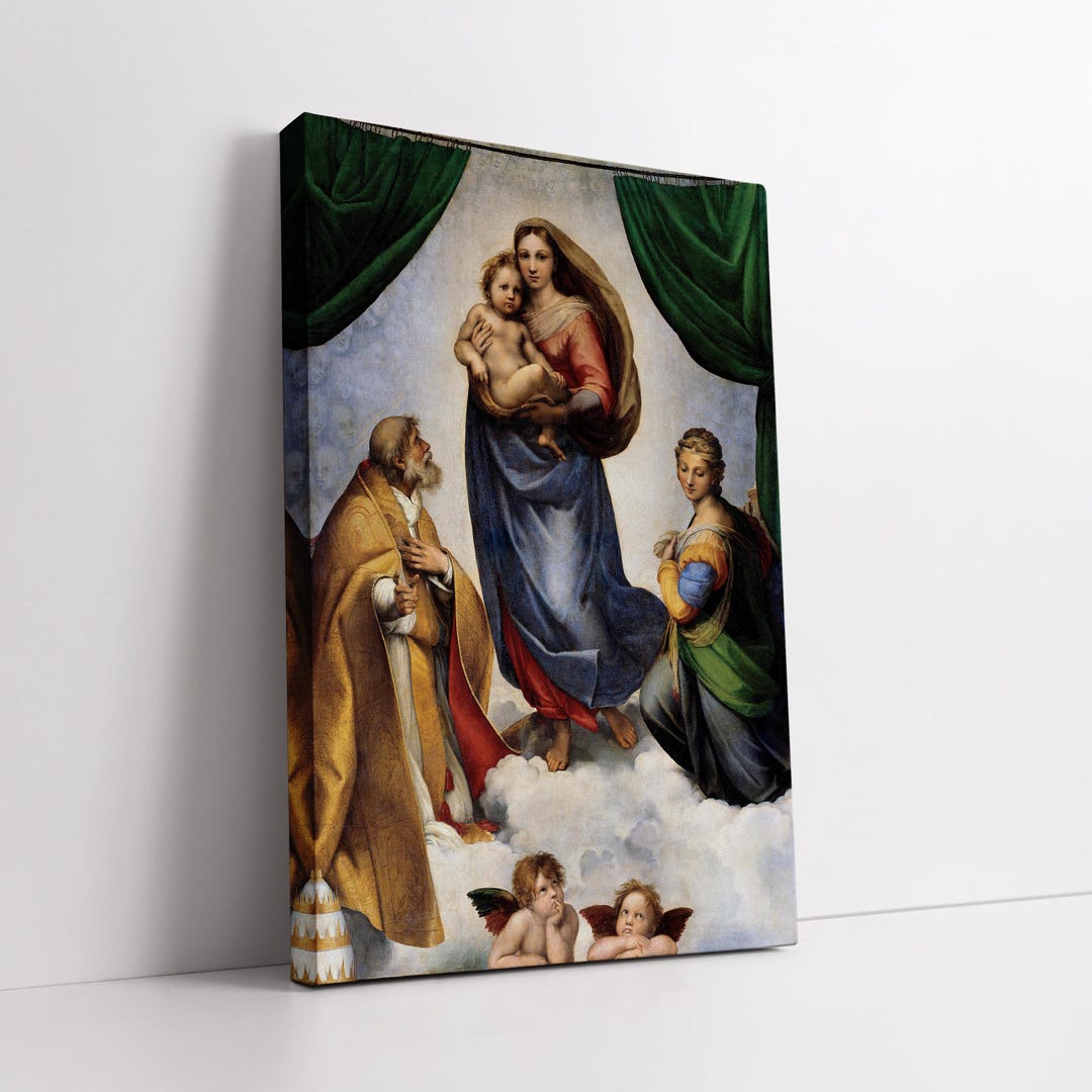 Sistine Madonna Wall Art – Raphael Renaissance Canvas Painting of the ...