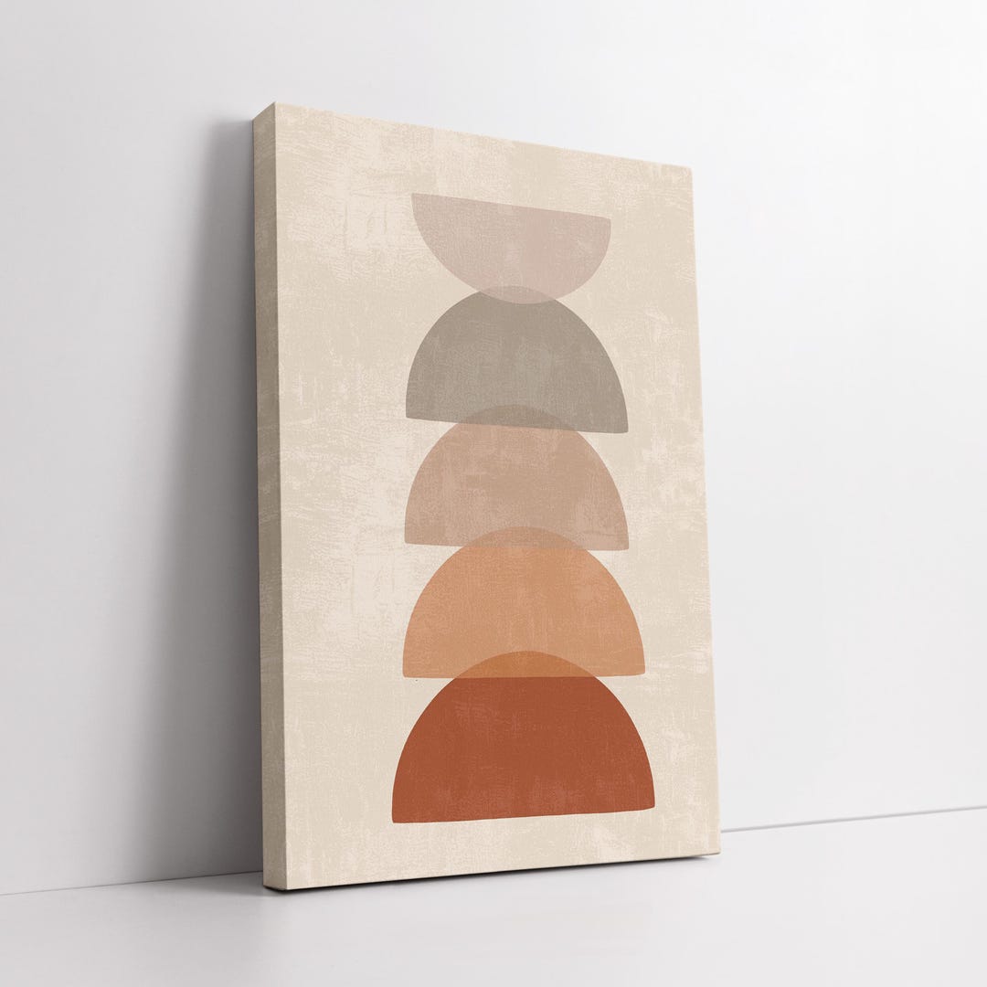 Minimal Geometric Half Circle Art | Terracotta and Beige Abstract ...
