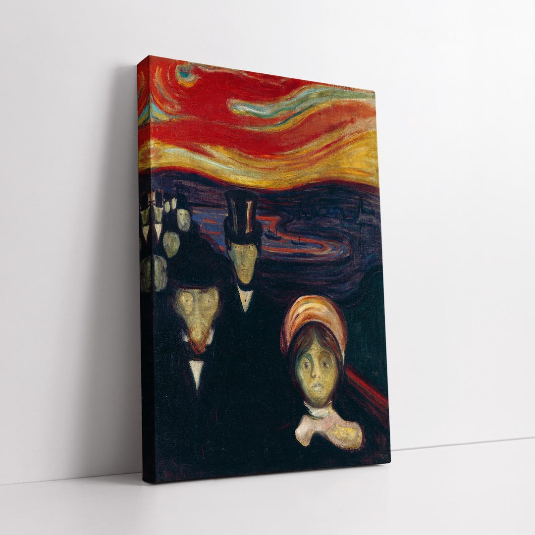Edvard Munch Anxiety Canvas Wall Art Expressionist Masterpiece ...