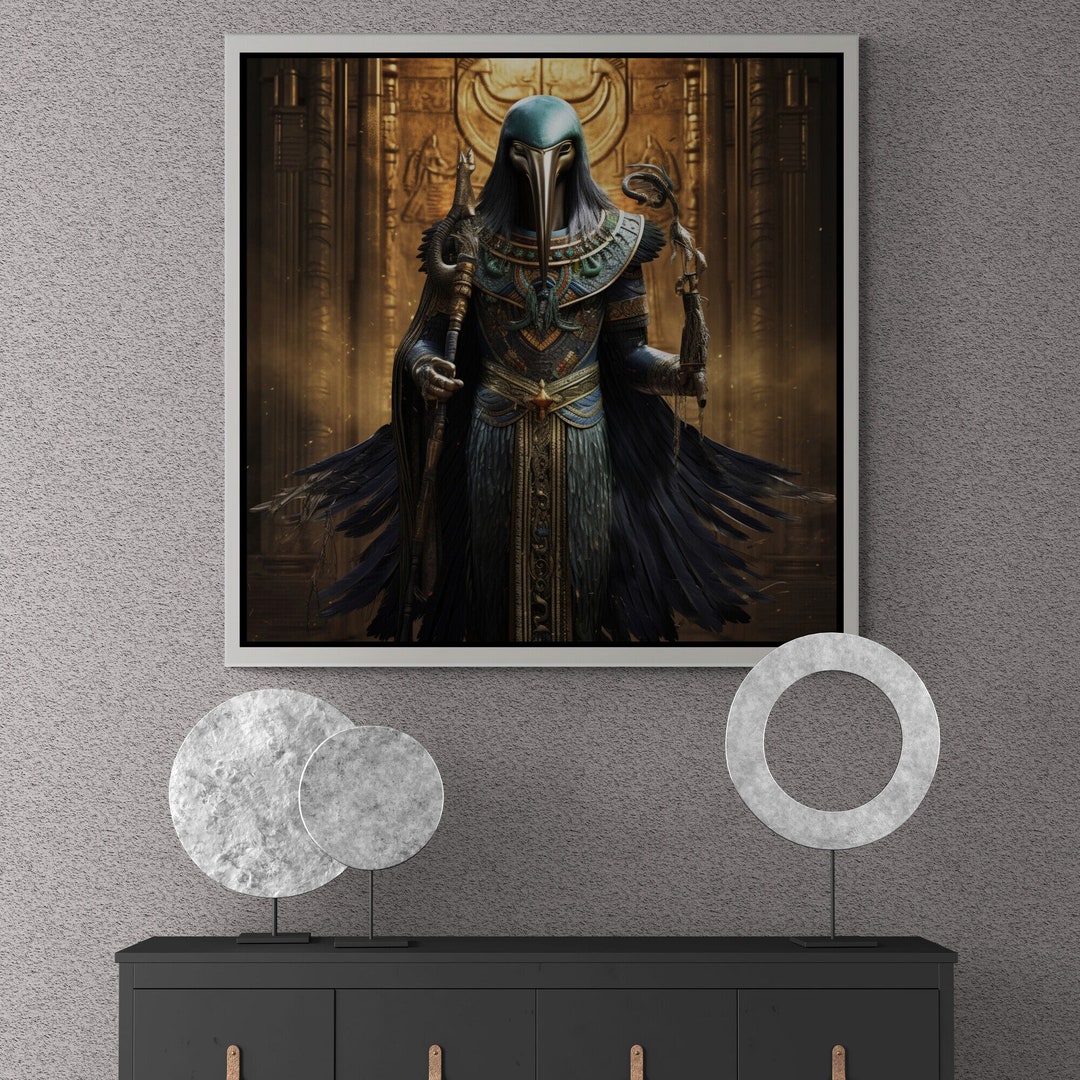 Egyptian God Thoth Framed Canvas, Thoth Wall Art, Egyptian Mythology ...