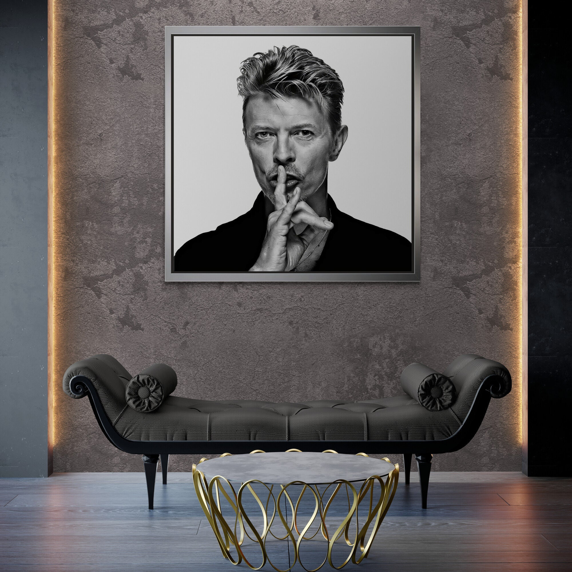 David Bowie Hush Wall Art, Handsome Man Framed Canvas, Contemporary Art ...
