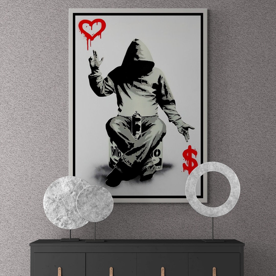 Banksy Love Over Money, Banksy Street Canvas, Banksy Wall Art, Banksy ...