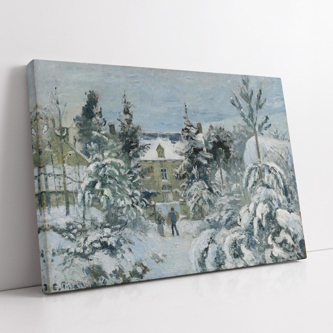 Piette’s House at Montfoucault Canvas Wall Art – Camille Pissarro Snow ...