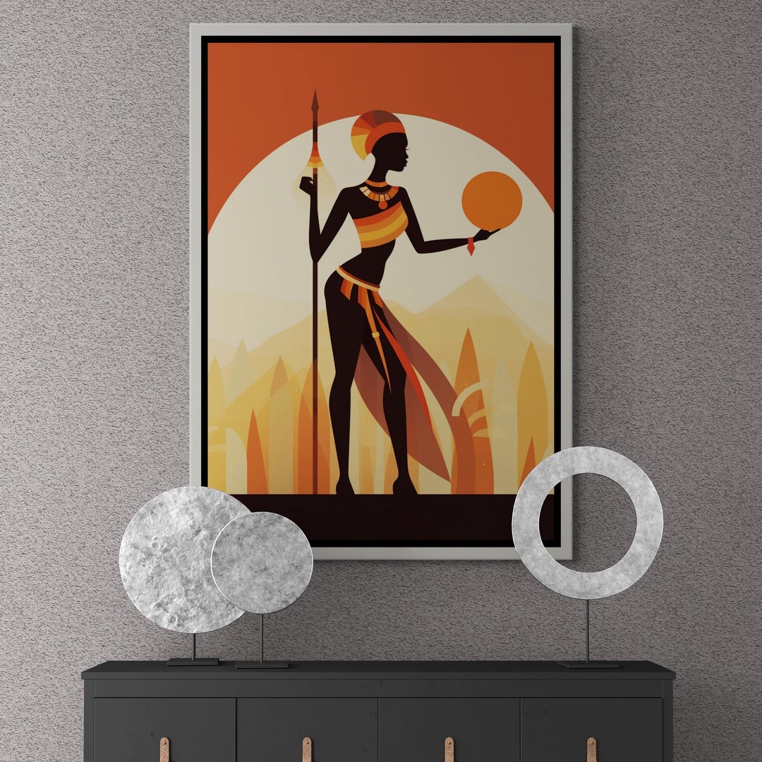 African Tribe Woman Wall Art, Abstract African Framed Canvas ...