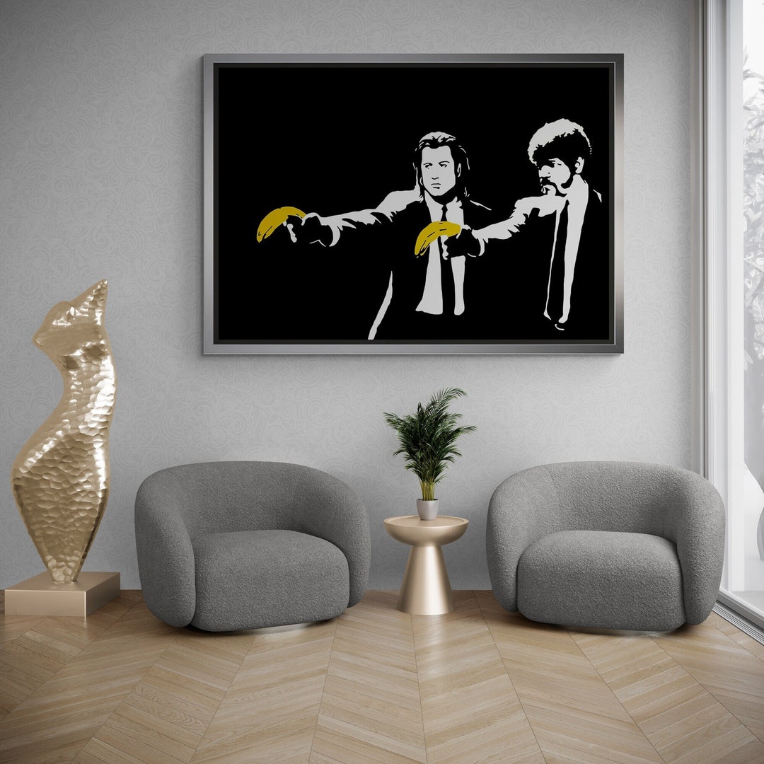 BANKSY Comic Pulp Fiction Wall Art, Pulp Fiction Graffiti Canvas, Movie ...