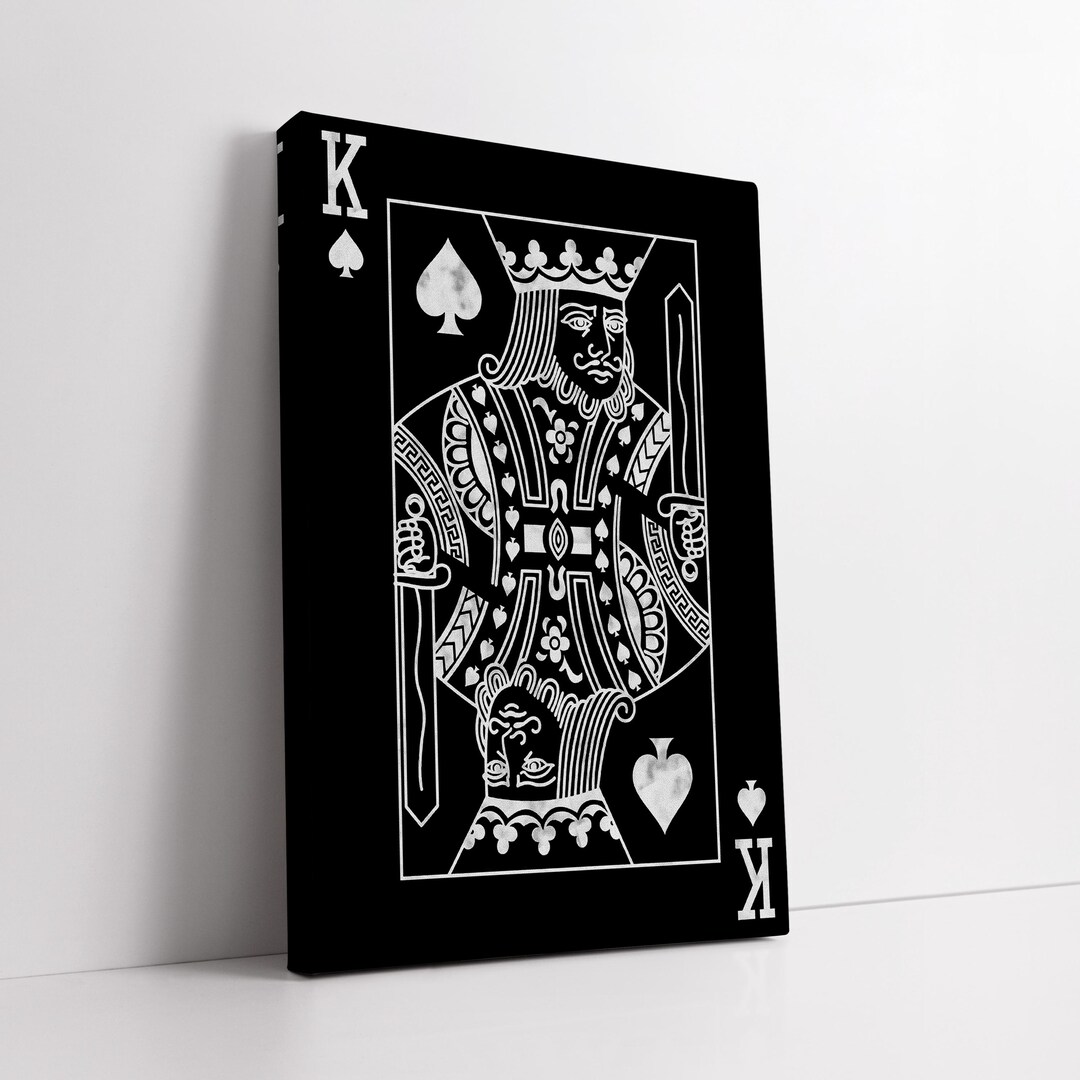 King of Spades Canvas Wall Art Minimal Black and White Playing Card ...