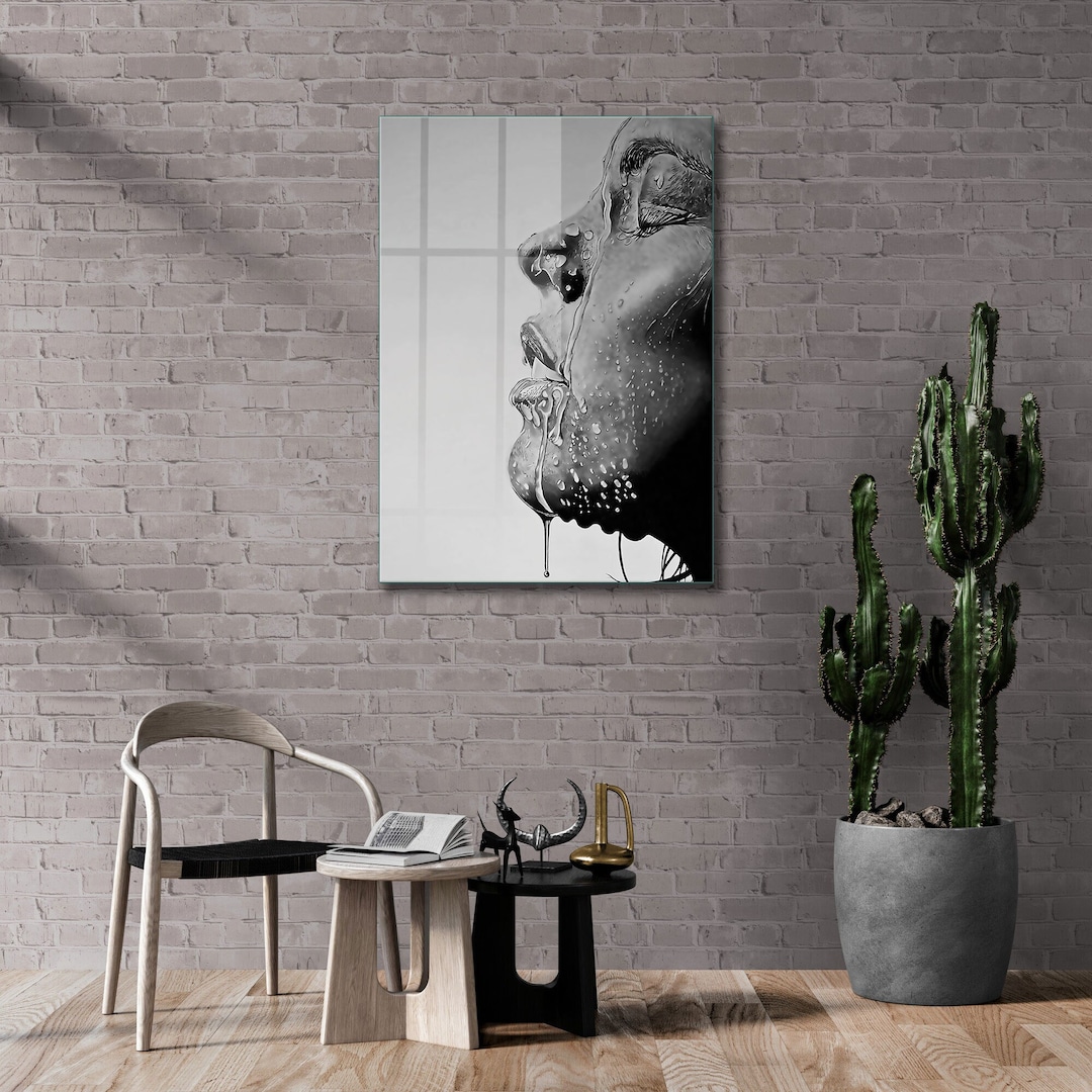 Glass Wall Art, Side Profile Woman Wall Art, Tempered Glass Art, Wall ...