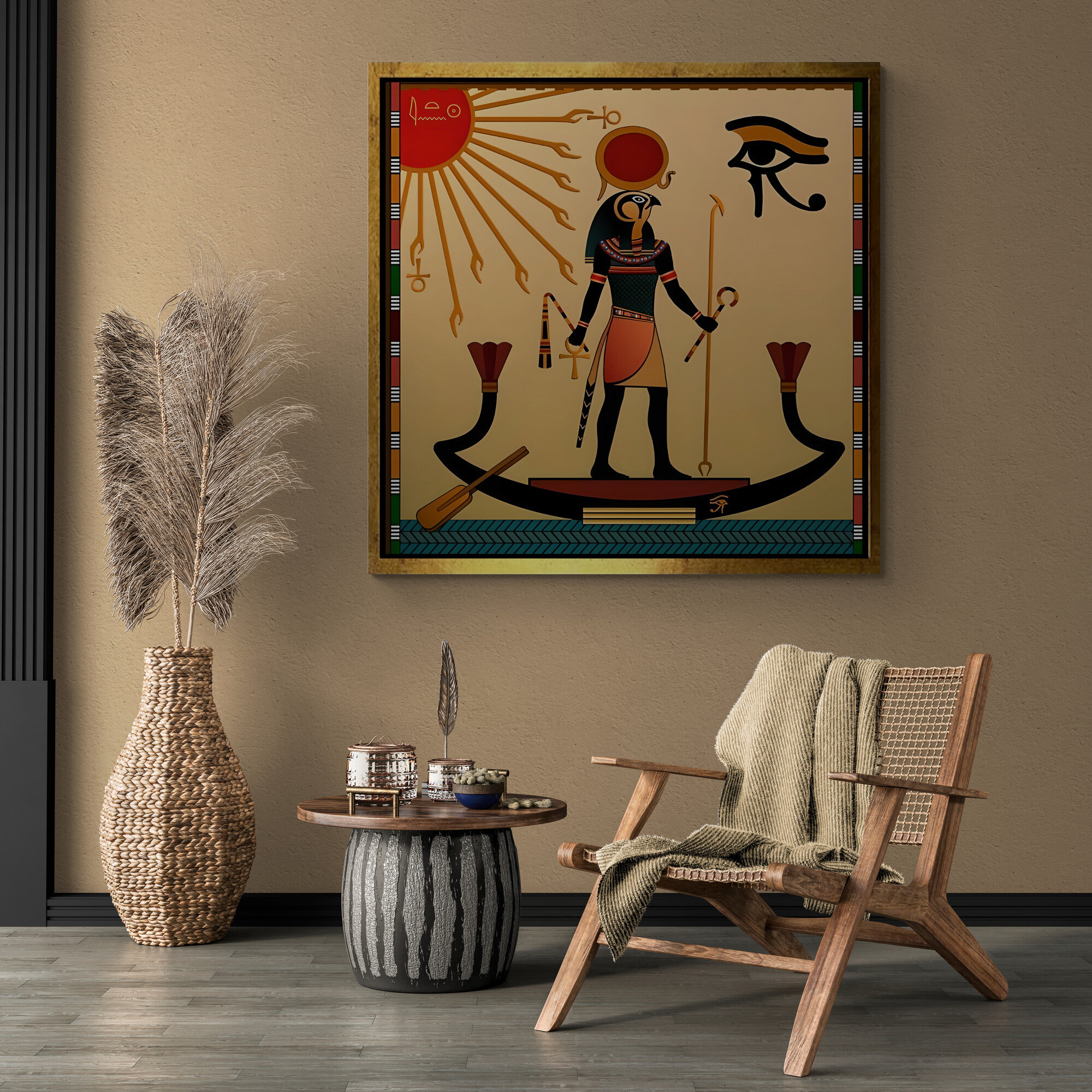 Sun God Ra Wall Art, Egyptian Mythology Framed Canvas, Egyptian God ...