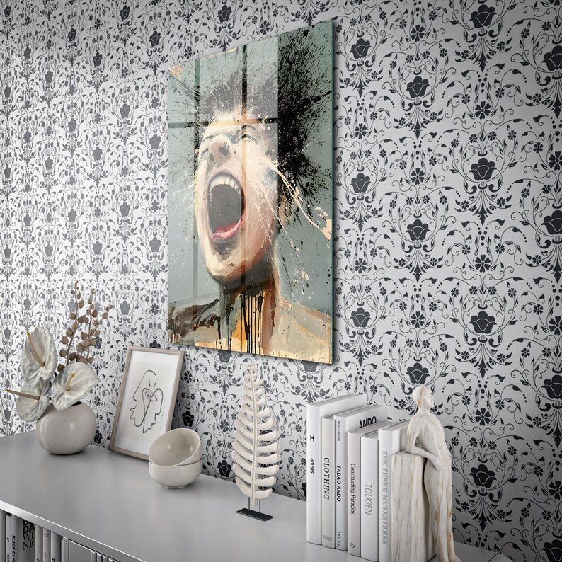 Glass Wall Art, Scream Human Wall Art, Tempered Glass Wall Art, Wall ...