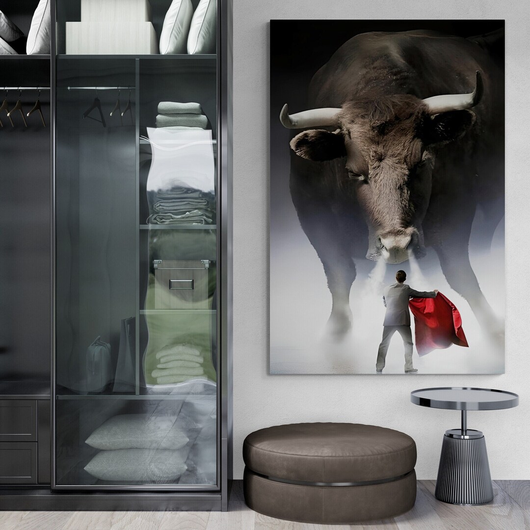 Angry Bull Wall Art, Matador Framed Canvas, Bullfight Wall Art, Matador ...