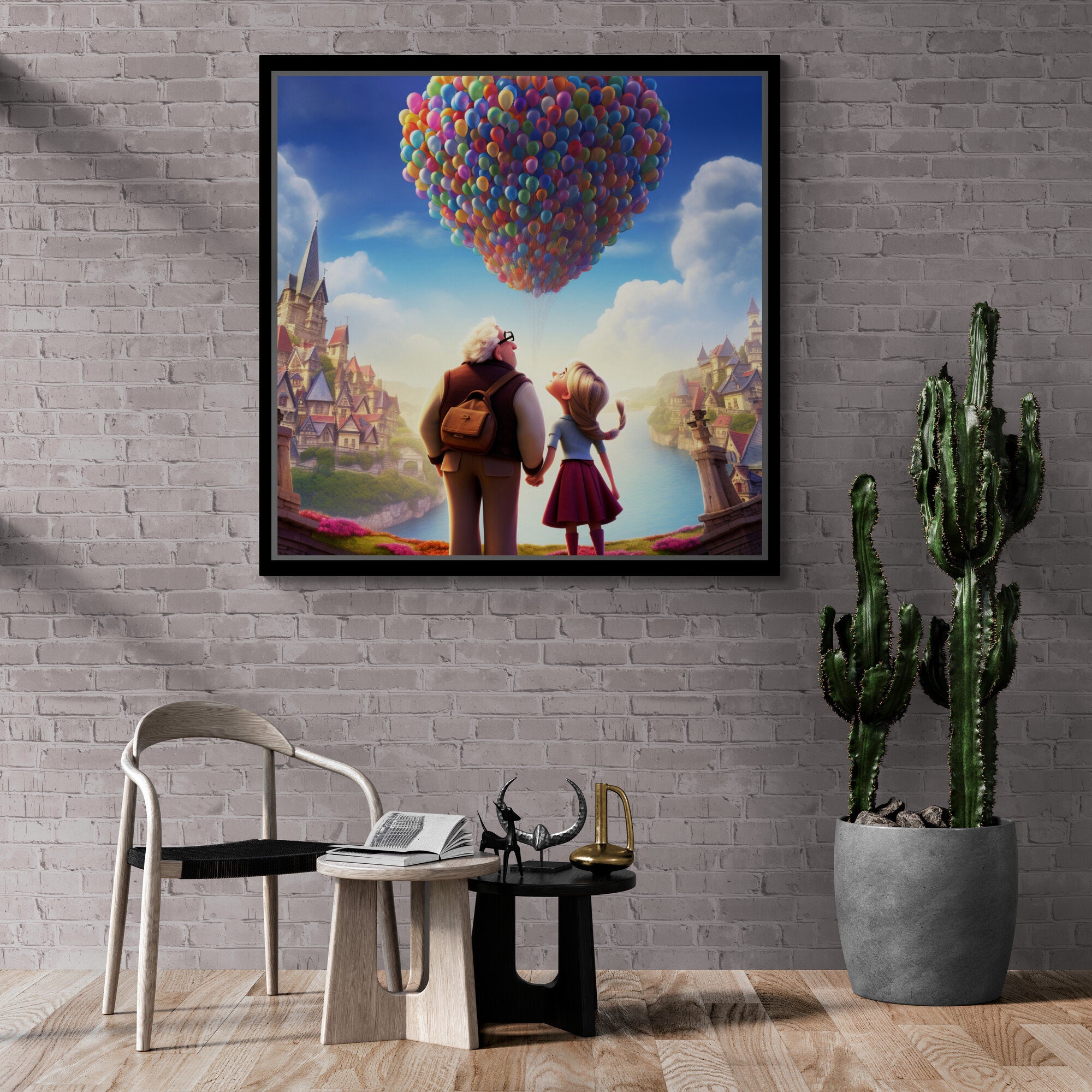 Up Movie Framed Canvas, Pixar Wall Art, Kids Room Decor, Colourful ...