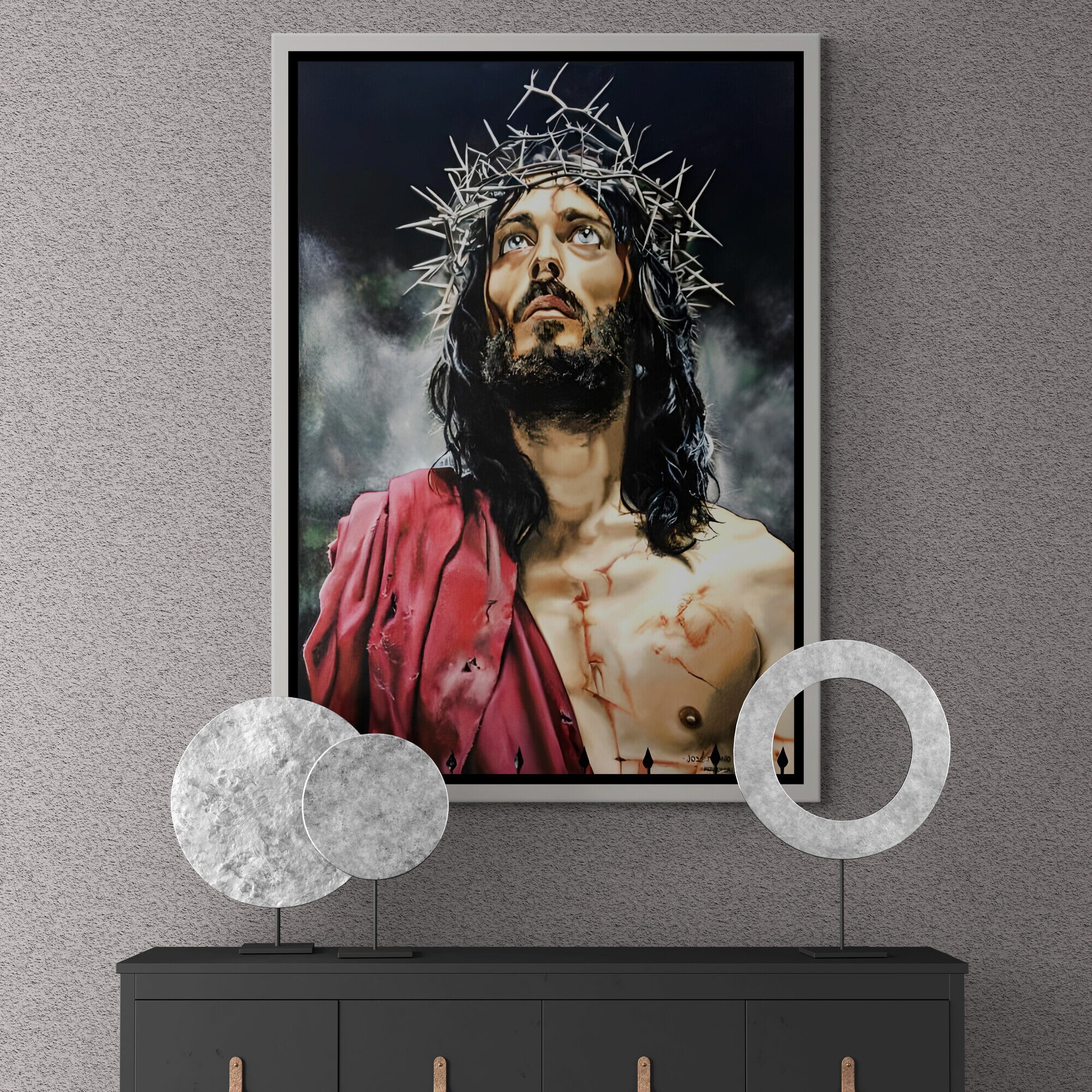 King of Kings Jesus Wall Art, Jesus Framed Canvas, Cross Jesus Canvas ...