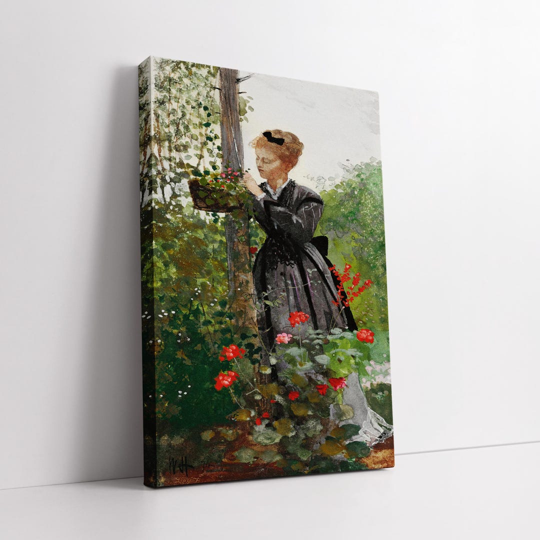 Winslow Homer Summer – Vintage Garden Fine Art Canvas, Elegant Woman in ...