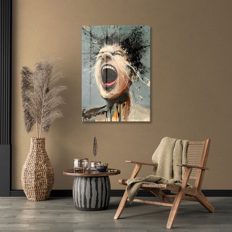 Glass Wall Art, Scream Human Wall Art, Tempered Glass Wall Art, Wall ...