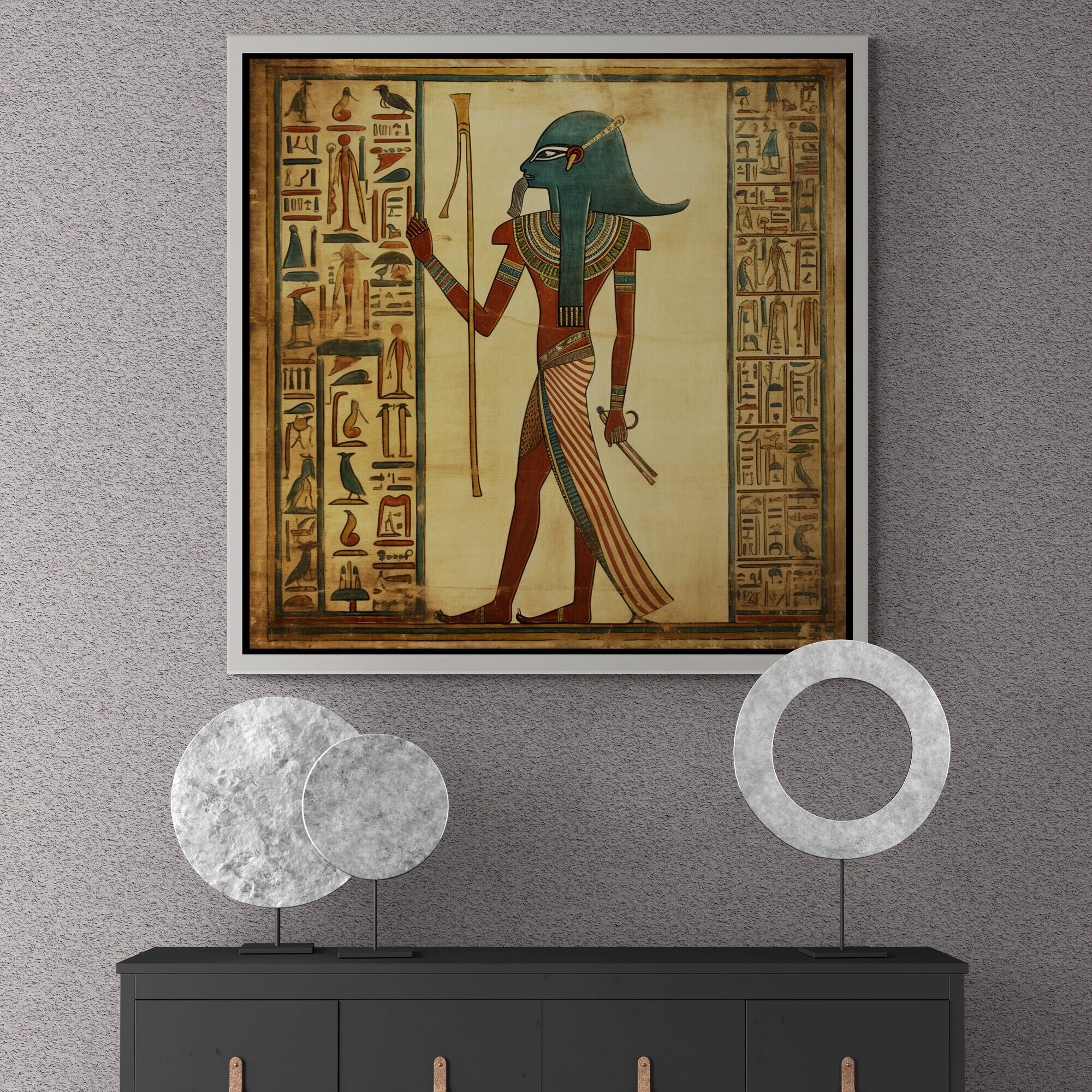 Egyptian Hieroglyphs Framed Canvas, Ancient Egypt Wall Art, Cultural ...