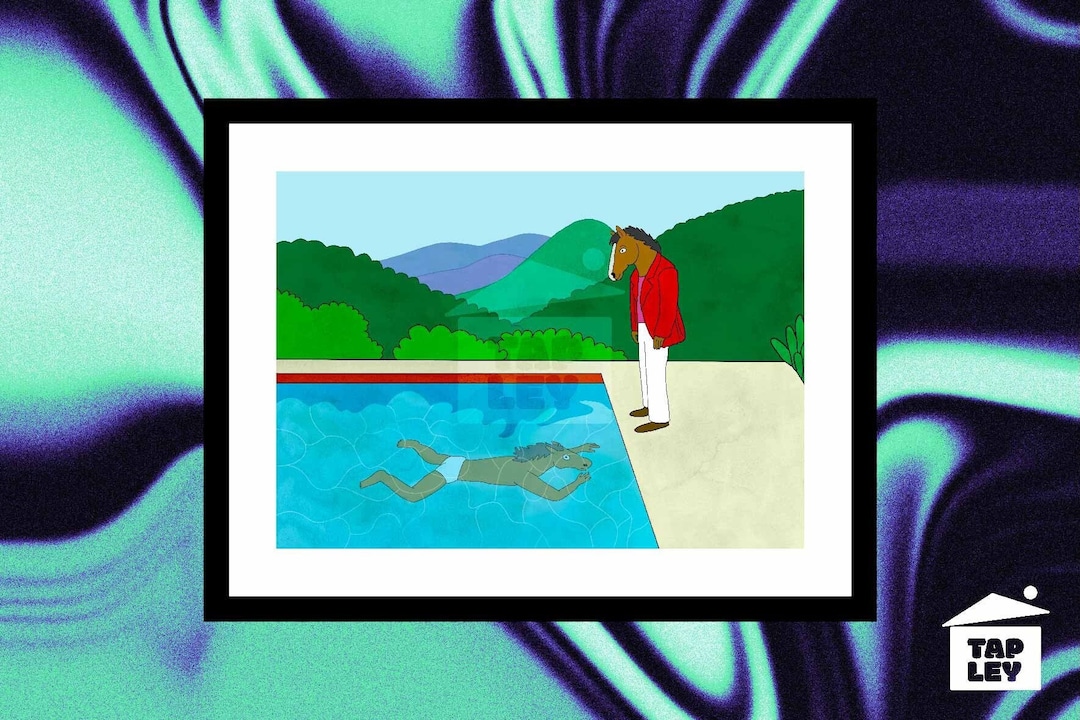 Bojack Horseman Wall Art David Hockney Parody, Portrait of an Artist ...
