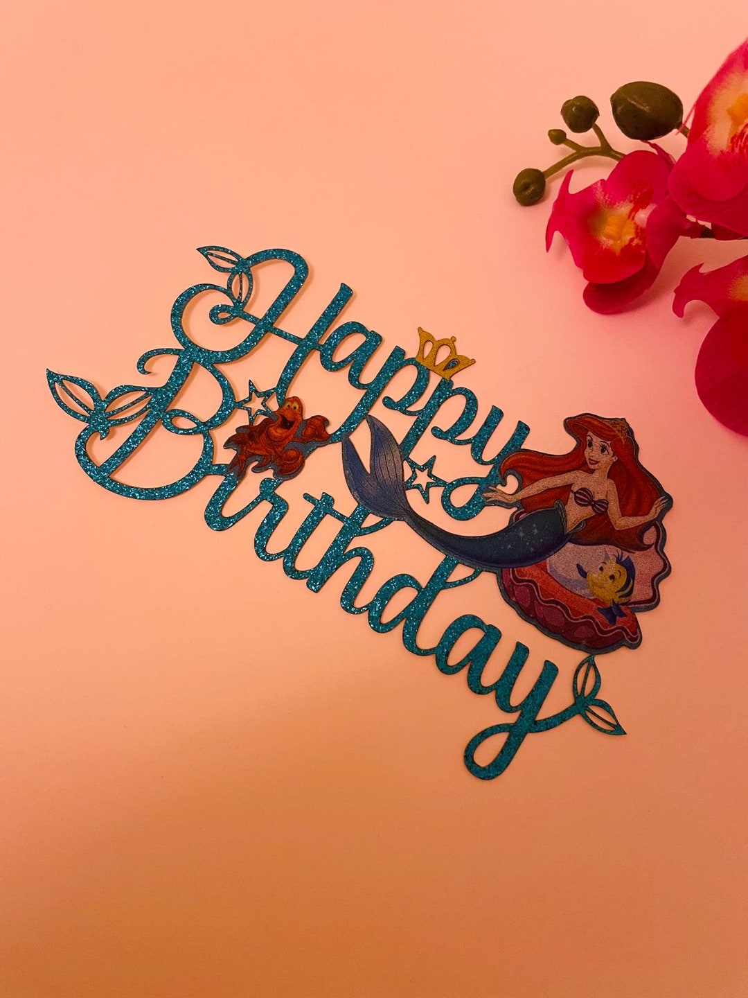 Ariel Happy Birthday Cake Topper - Etsy