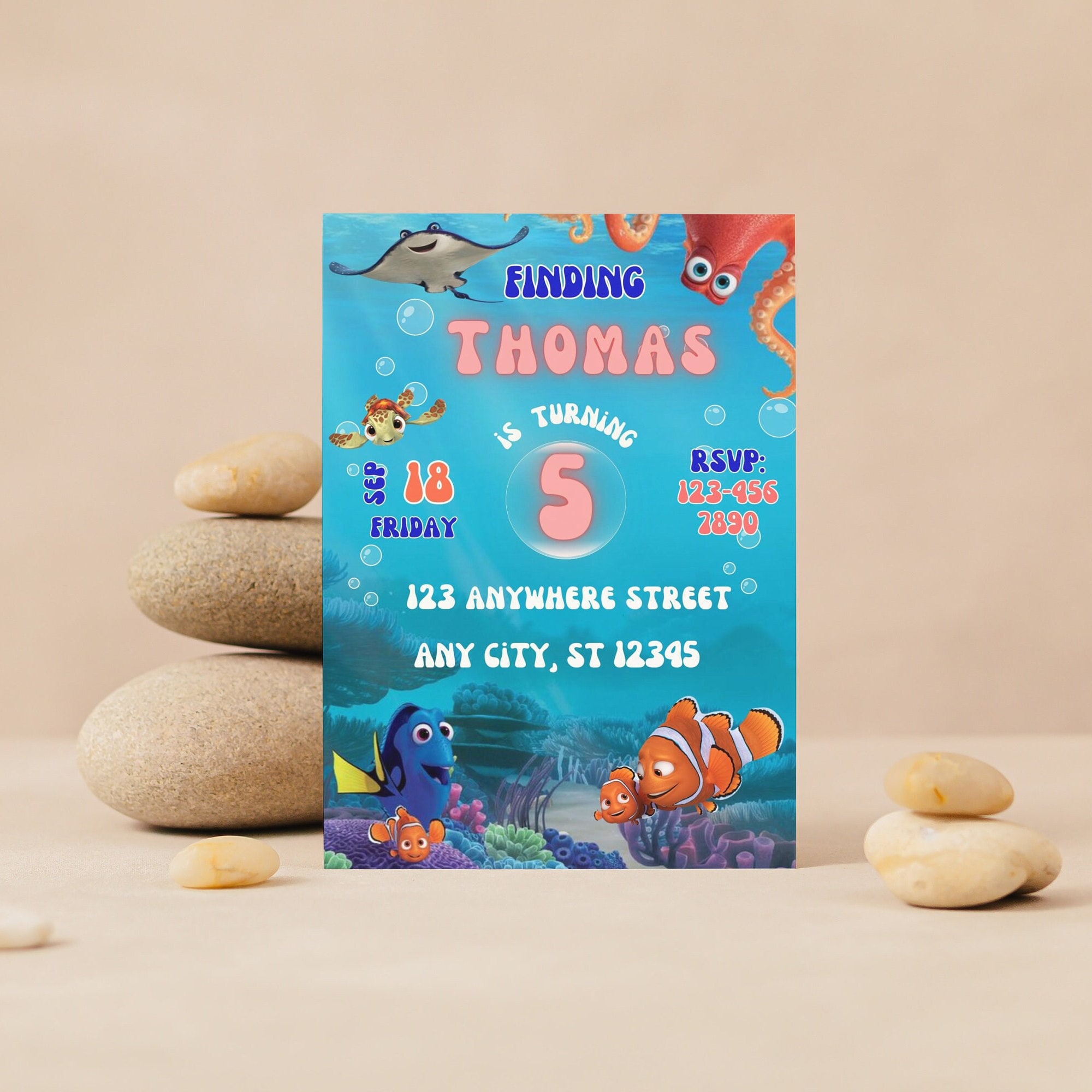 Editable Nemo Birthday Invitation Template Digital Kids Party - Etsy