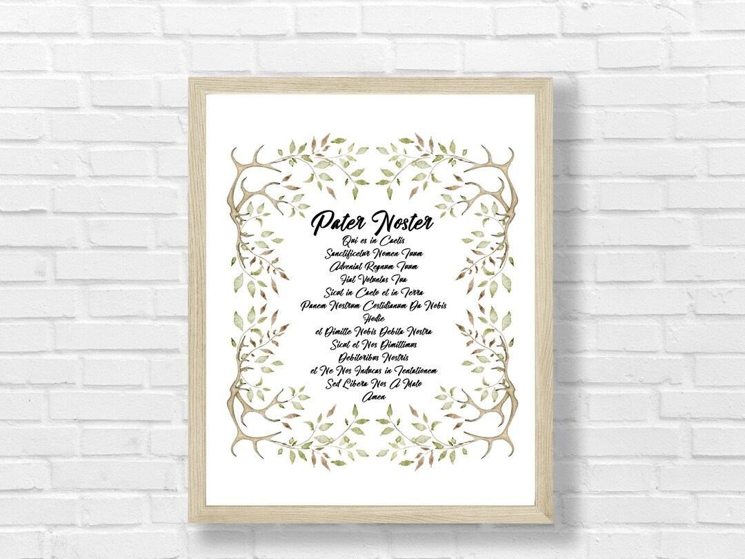 Our Father Prayer Latin Art Print: Inspirational Wall Decor (digital ...