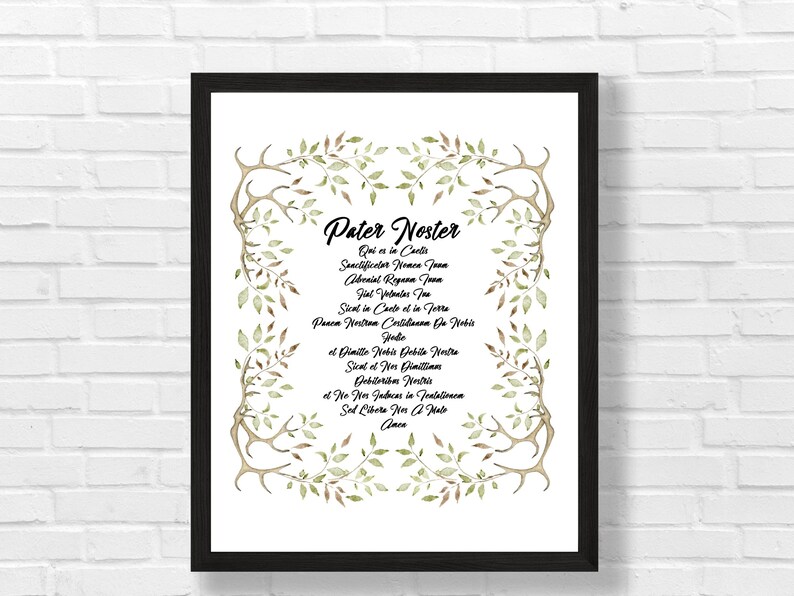 Latin Our Father Prayer Printable, Pater Noster Catholic Wall Art ...