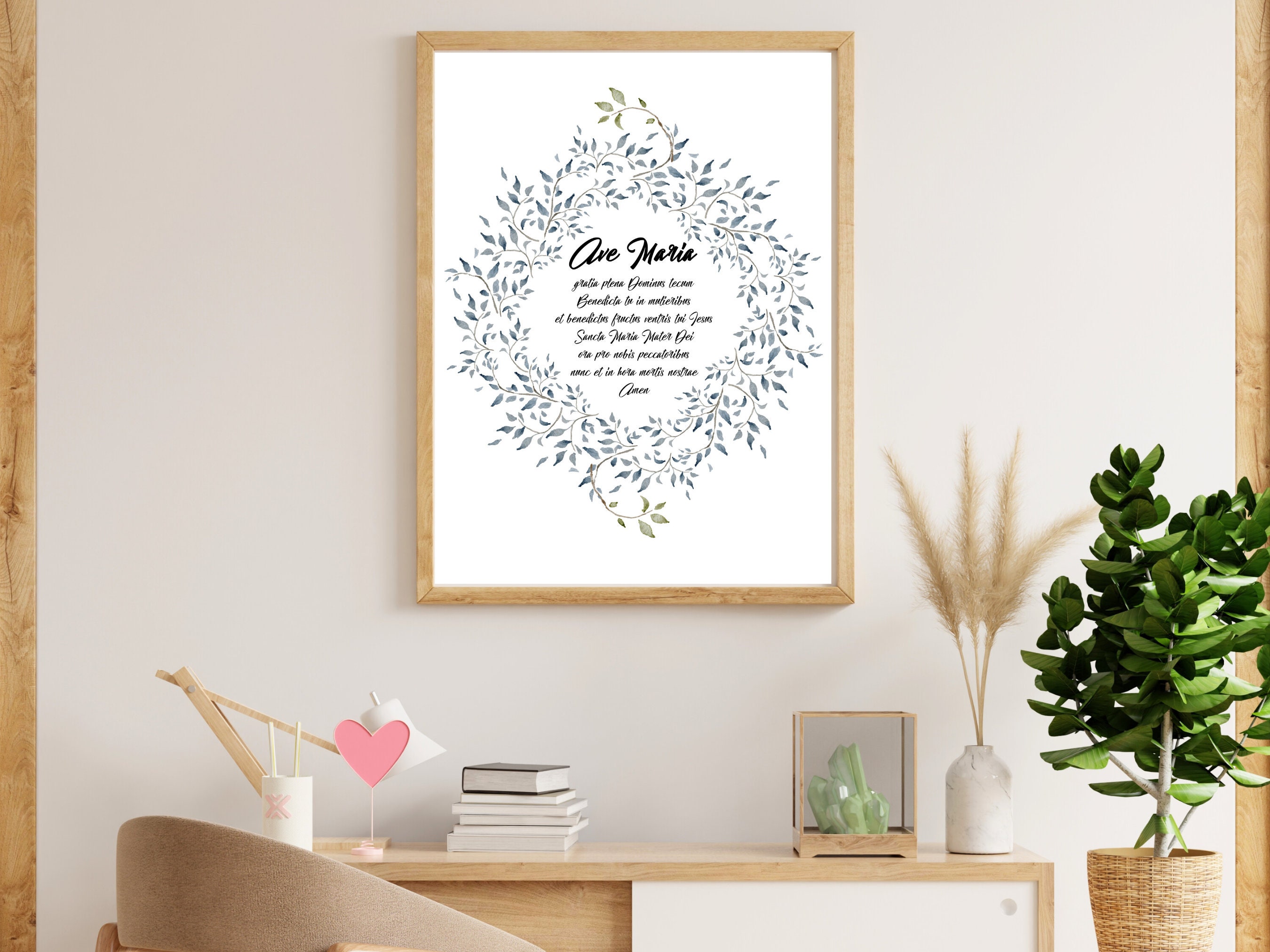Hail Mary Latin Prayer Printable, Ave Maria Catholic Wall Art Download ...