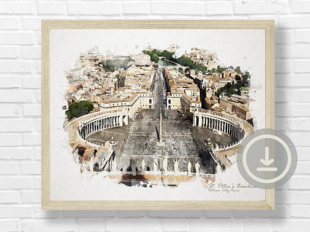 St Peter's Square Watercolor Print: Vatican City Art (digital Download ...