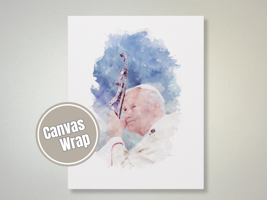 Saint Pope John Paul II Canvas Gallery Wrap, Watercolor Art, Holiday ...