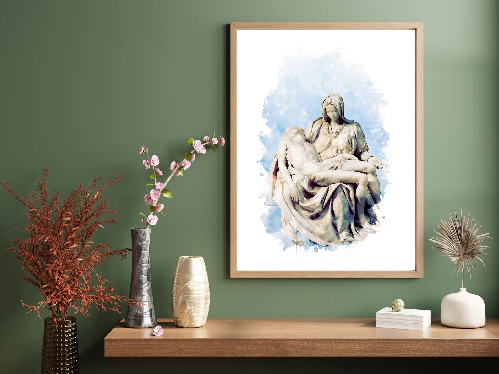 Pieta Watercolor Print: Michelangelo Art, Catholic Wall Decor (digital ...