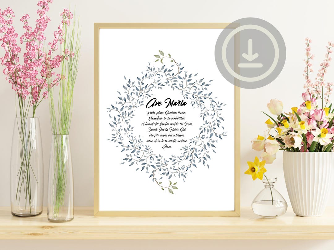 Hail Mary Latin Prayer Printable, Ave Maria Catholic Wall Art Download ...
