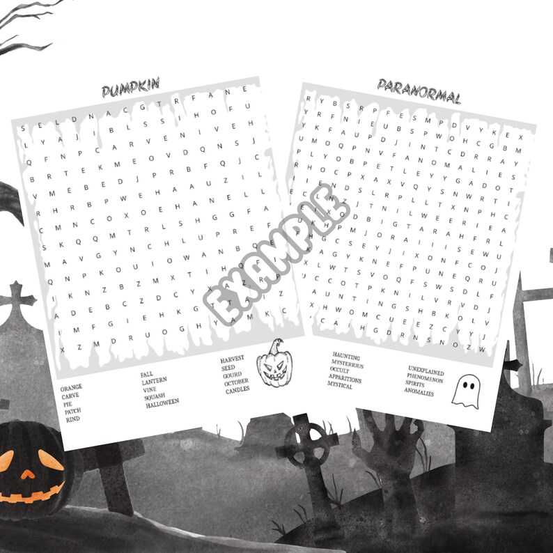 Printable Halloween Word Search Puzzles - Etsy