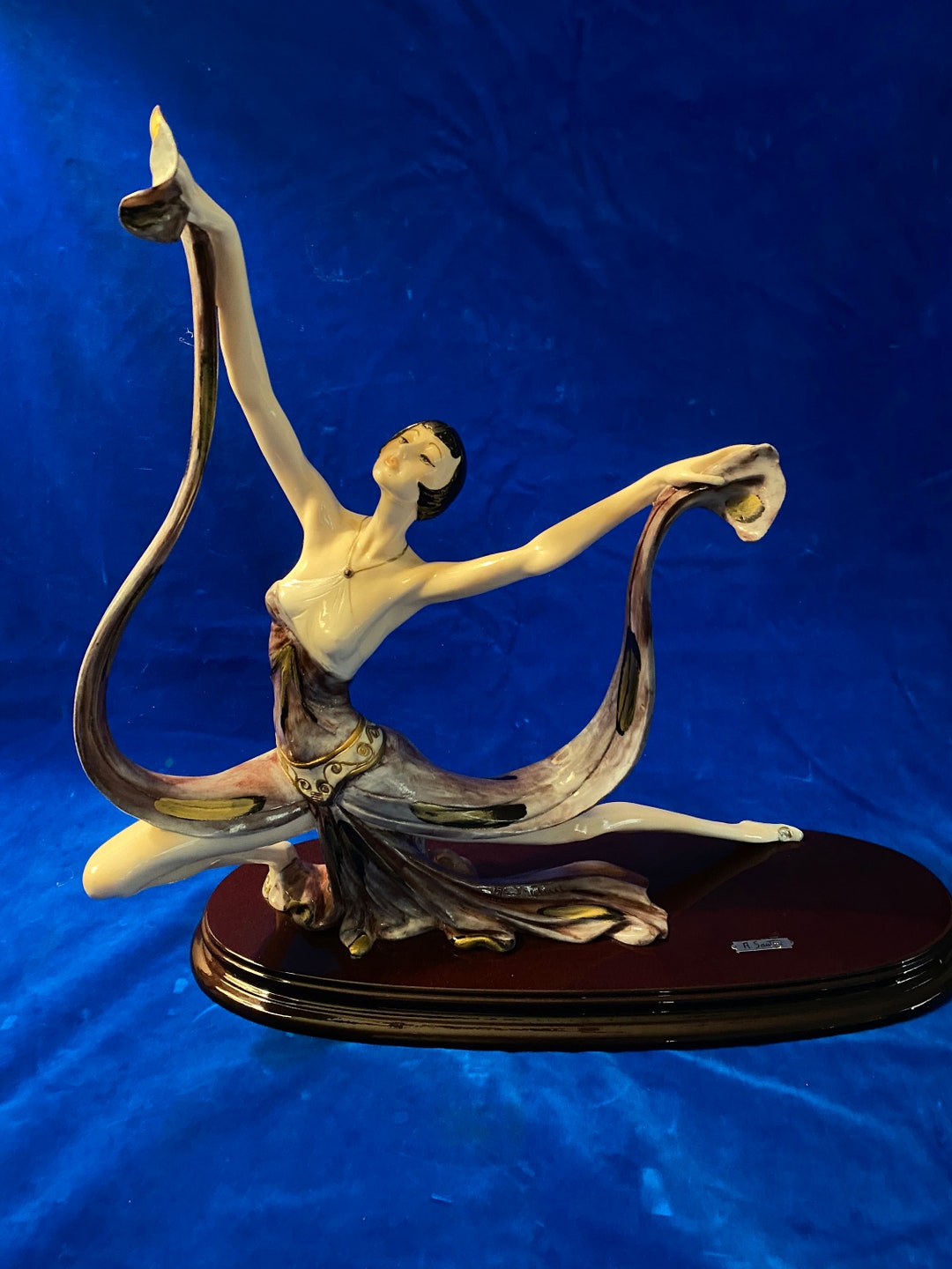 A. SANTINI Figuring Art Deco Dancer Flowing Dress Hands up - Etsy