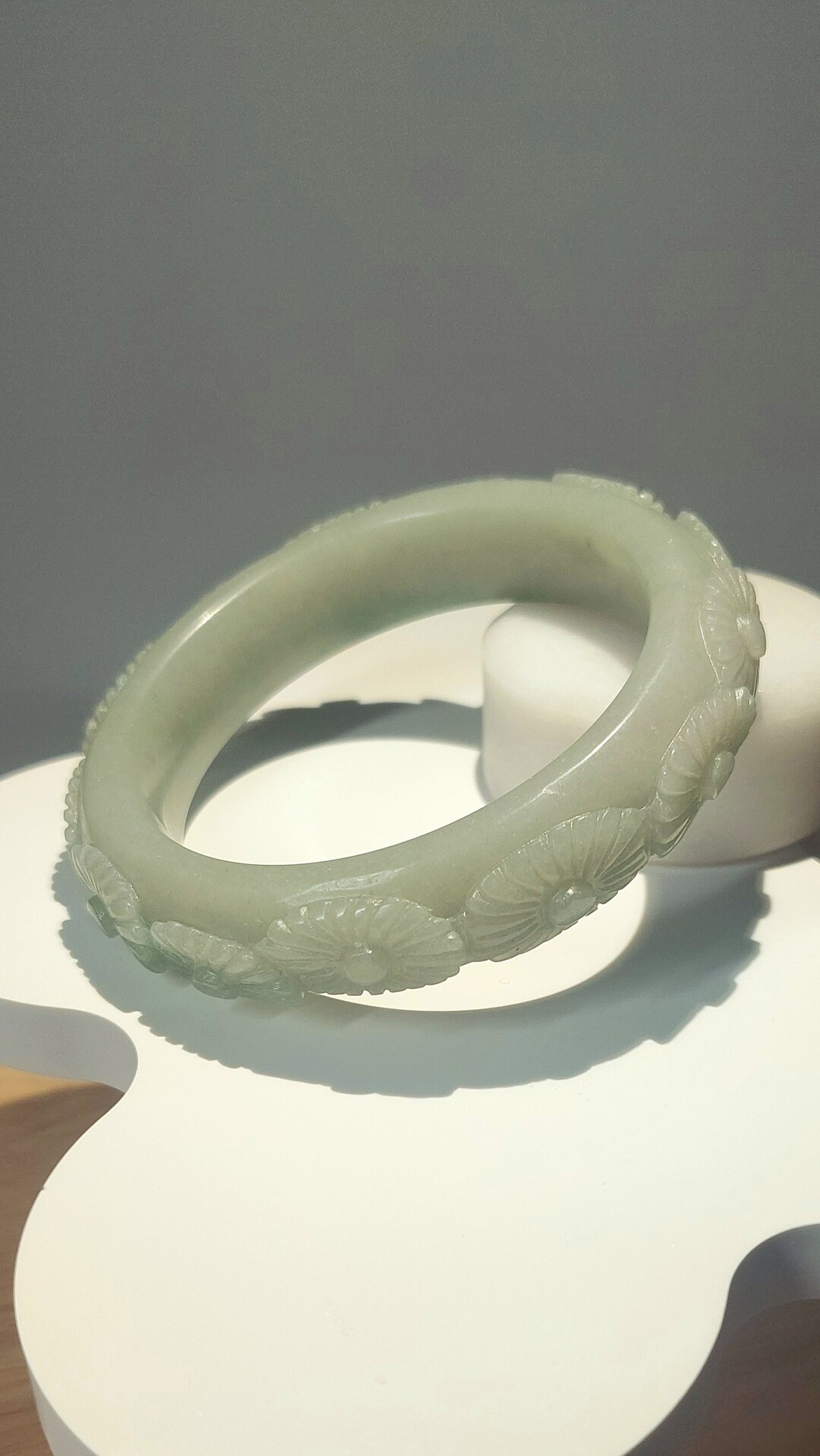 59.8mm Hand Carved Quartzite Jade Bangle, Pastel Green Shetai Jade US ...