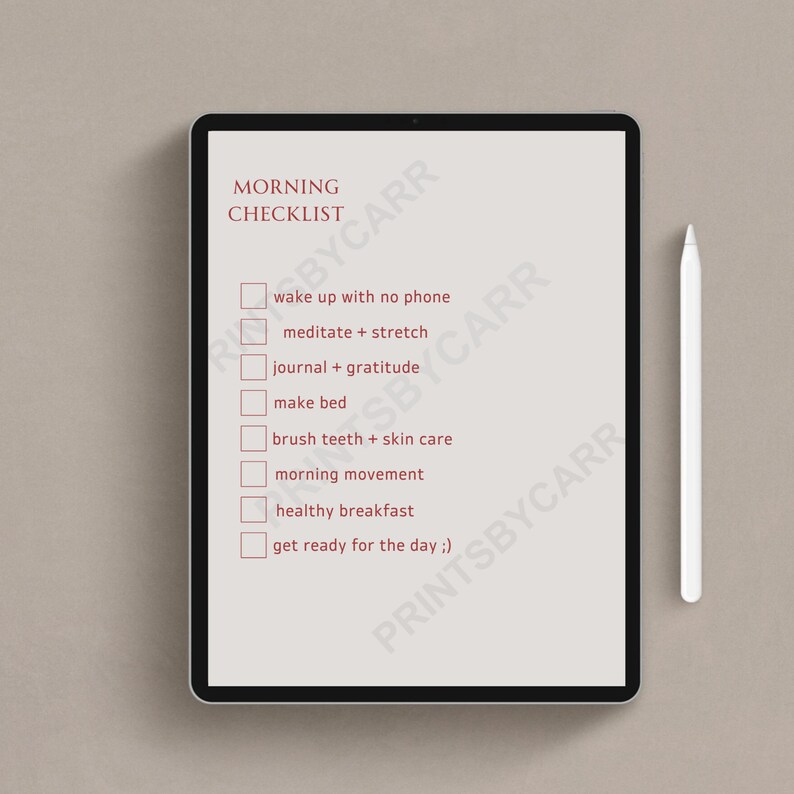 DIGITAL MORNING CHECKLIST - Etsy