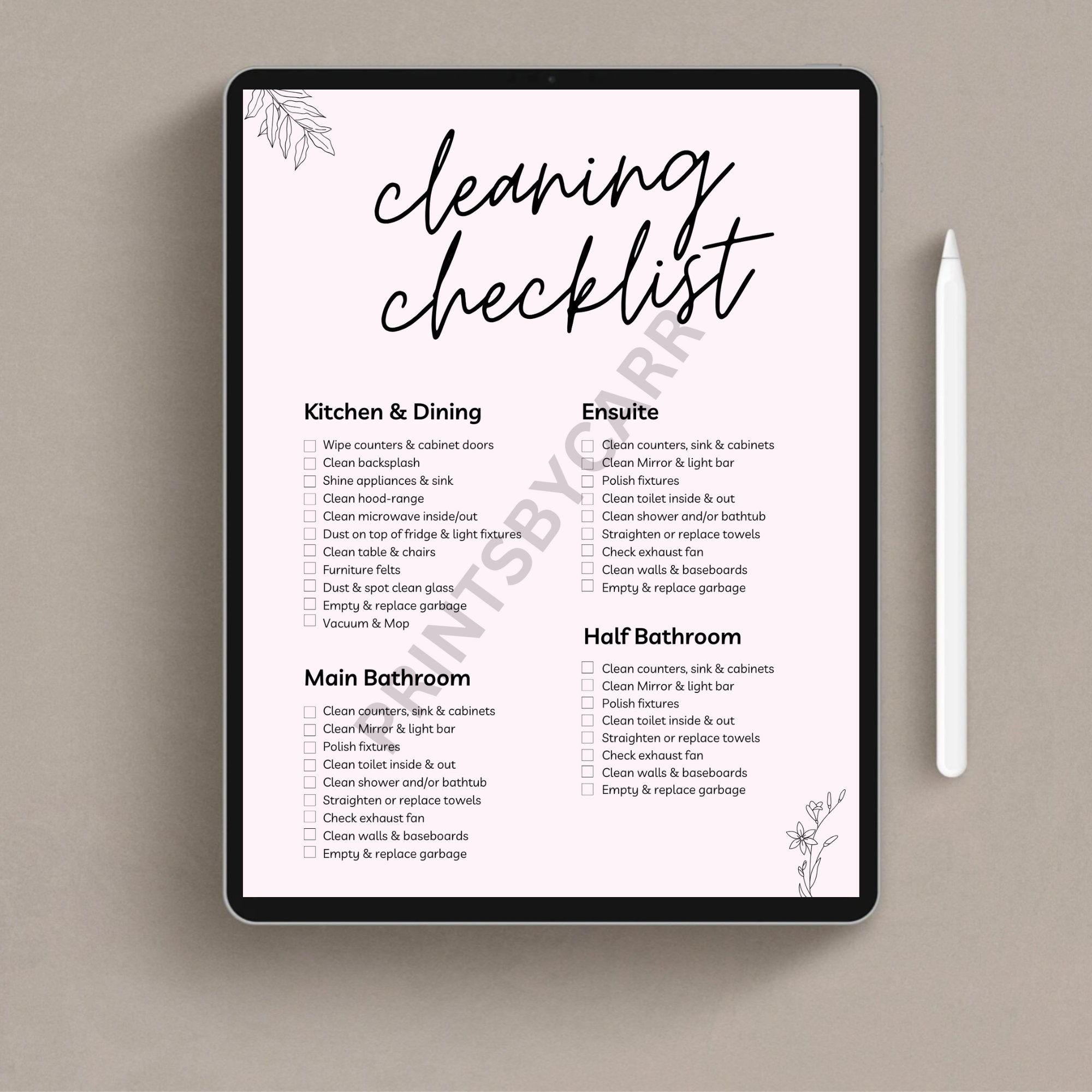 DIGITAL CLEANING CHECKLIST - Etsy
