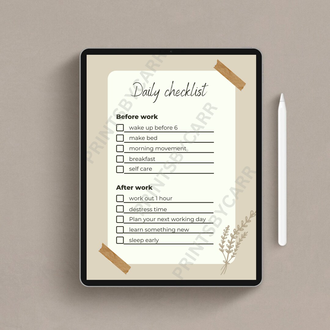 DIGITAL DAILY CHECKLIST - Etsy