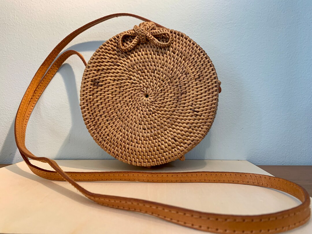 Round Rattan Bag, Wicker Woven Circle Purse - Etsy